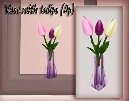 Second Life Marketplace - Vase with tulips (4p)- purple